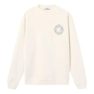 Stone Island Oversized Fit Outline Compass Print Sweatshirt - White