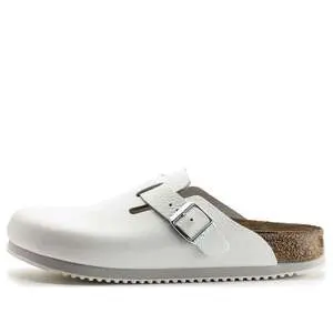 BIRKENSTOCK Birkenstock Boston Super Grip Leather Clogs White/caramel