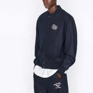 Dior Logo Printing Stripe Long Sleeves Bomber Jacket