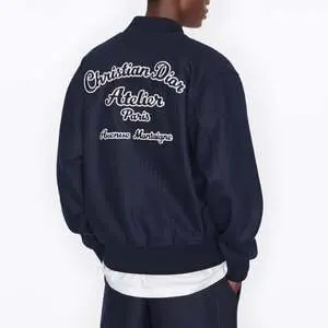 Dior Logo Printing Stripe Long Sleeves Bomber Jacket
