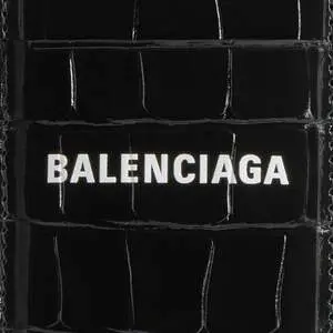 Balenciaga Cash Magnet Card Holder Crocodile Embossed 'black White