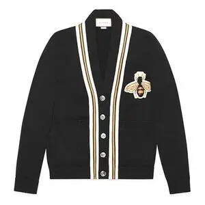 Gucci Bee Patch Cardigan - Black/red