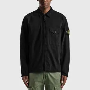 Stone Island Garment Dyed Zip Shirt Overshirt - Black