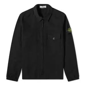 Stone Island Garment Dyed Zip Shirt Overshirt - Black