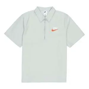 Nike Half Zipper Solid Color Short Sleeve Aqua Blue Polo Shirt - Multi-color