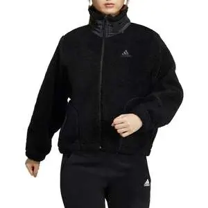 Adidas Fleece Jacket With Stand Collar - Black