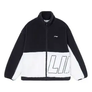 LI-NING Color Block Fleece Jacket - Black/white