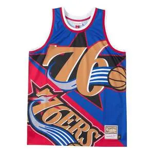 Mitchell & Ness X Nba Philadelphia 76ers Big Face Fashion Tank - Blue/red