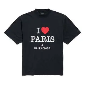 Balenciaga I Love Paris Medium Fit T-shirt - Black Faded