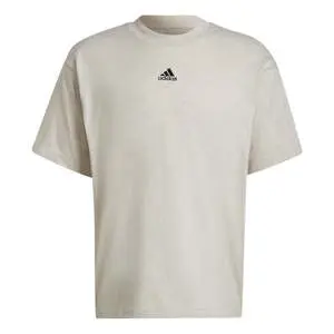 Adidas Small Logo Printing Solid Color Round Neck Short Sleeve Gray T-shirt - Default Color