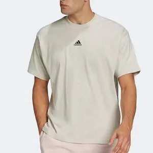 Adidas Small Logo Printing Solid Color Round Neck Short Sleeve Gray T-shirt - Default Color