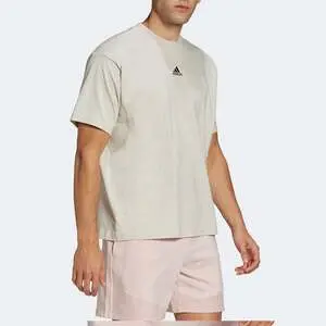 Adidas Small Logo Printing Solid Color Round Neck Short Sleeve Gray T-shirt - Default Color