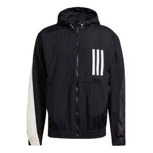 Adidas Windproof Hooded Logo Jacket - Black