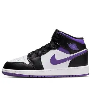 JORDAN Air Jordan 1 Mid Sneakers Black/white/purple