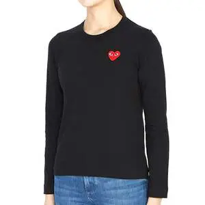 Play Comme Des Garcon Long Sleeve T-shirt With Heart Logo - Black