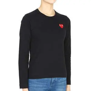 Play Comme Des Garcon Long Sleeve T-shirt With Heart Logo - Black