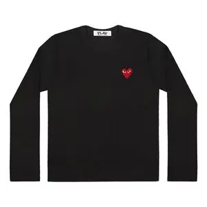 Play Comme Des Garcon COMME Des GARCONS PLAY Long Sleeve T-Shirt With Heart Logo Black