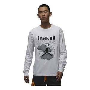 JORDAN Graphic Long Sleeve T-shirt Asia Sizing 'white - White/wolf Grey/black
