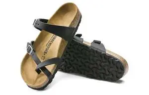 BIRKENSTOCK Mayari Natural Leather Oiled Sandals - Black