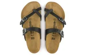 BIRKENSTOCK Mayari Natural Leather Oiled Sandals - Black