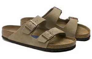 BIRKENSTOCK Arizona Soft Footbed Suede Leather Sandals - Beige