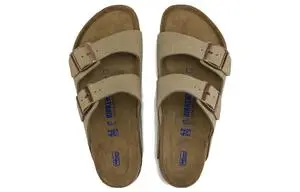 BIRKENSTOCK Arizona Soft Footbed Suede Leather Sandals - Beige