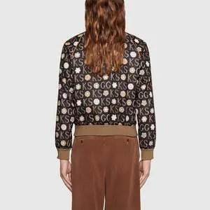 Gucci Gg Patterned Track Jacket - Black/ivory