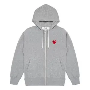 Play Comme Des Garcon Multi-heart Zip-up Hoodie - Grey