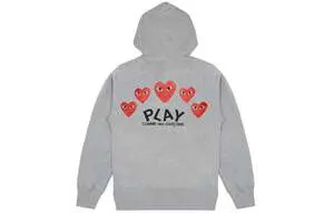 Play Comme Des Garcon Multi-heart Zip-up Hoodie - Grey