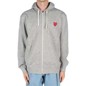 Play Comme Des Garcon Multi-heart Zip-up Hoodie - Grey