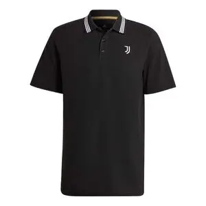 Adidas Printing Lapel Short Sleeve Polo Shirt Black