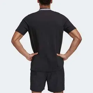 Adidas Printing Lapel Short Sleeve Polo Shirt Black