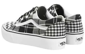 VANS Old Skool Platform Plaid Checkerboard Sneakers - Black/true White