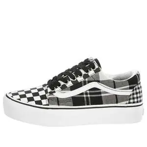 VANS Old Skool Platform Plaid Checkerboard Sneakers - Black/true White