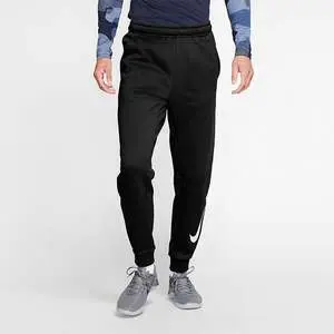 Nike Therma Tapered Swoosh Fleece Lined Sports Training Long Pants - Black