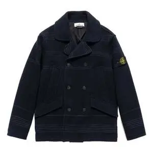 Stone Island Double-breasted Logo Patch Jacket - Black