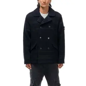 Stone Island Double-breasted Logo Patch Jacket - Black