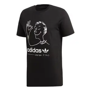 Adidas Men's Adidas Originals Hand Painted Character Logo Round Neck Cartoon Short Sleeve Black T-shirt Multi-color