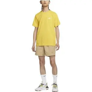 Nike Solid Color Embroidered Small Round Neck Short Sleeve Yellow