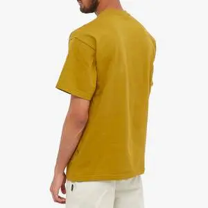 Nike Solid Color Cotton Embroidered Logo Round Neck Short Sleeve Yellow T-shirt - Multi-color