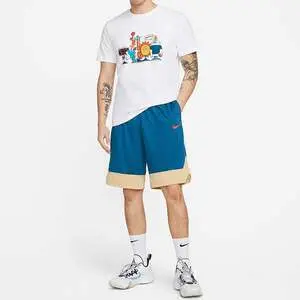 Nike Cartoon Printing Cozy Round Neck Casual Short Sleeve White T-shirt - Default Color