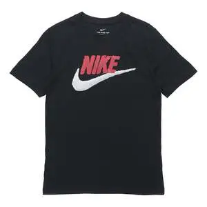 Nike Logo Printing Round Neck Short Sleeve Obsidian Color - Black