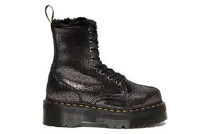 Dr. Martens Jadon Faux Fur-lined Metallic Leather Platform Combat Boots