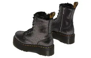 Dr. Martens Jadon Faux Fur-lined Metallic Leather Platform Combat Boots