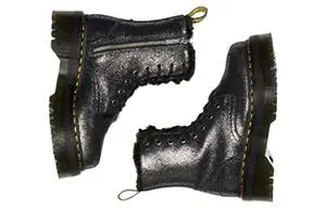 Dr. Martens Jadon Faux Fur-lined Metallic Leather Platform Combat Boots