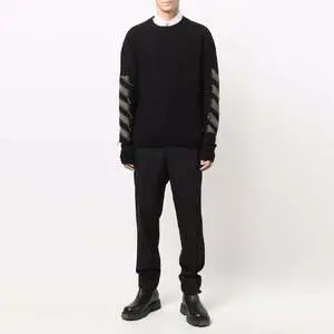 Off-White Fw21 Arrow Pattern Round Neck Pullover Wool Sweater