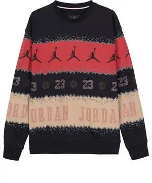 JORDAN Essential Holiday Fleece Crew - Black/beige/red