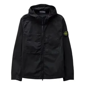Stone Island Supima Cotton Twill Stretch Hooded Jacket - Black