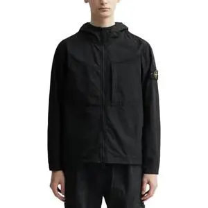 Stone Island Supima Cotton Twill Stretch Hooded Jacket - Black