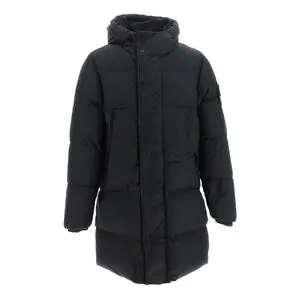 Stone Island Crinkle Reps Hooded Down Long Jacket